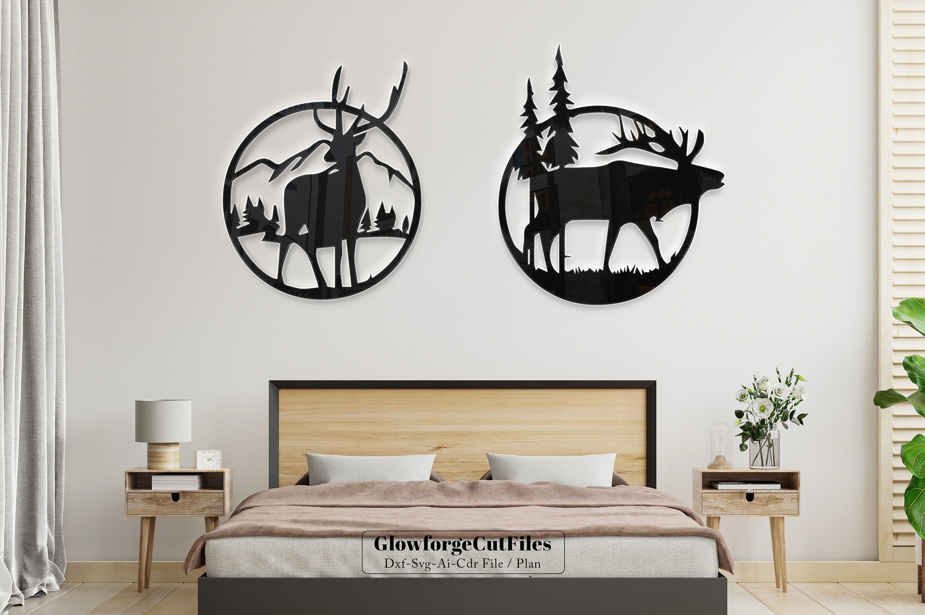 Deer With Flowers Dxf Deer Dxf File Cut Files for Laser - Etsy