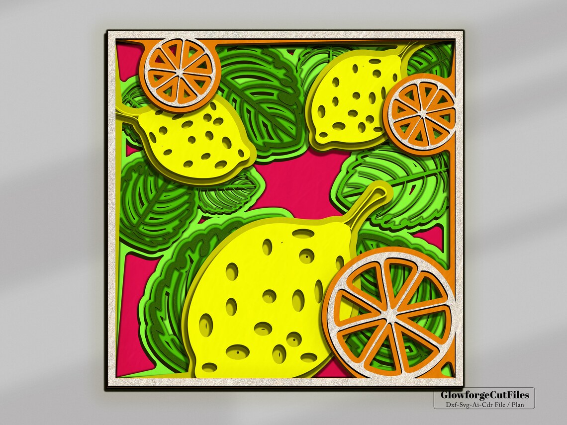 3D Fruit SVG DXF Multilayer - Lemon Svg 3D Mandala Svg - Layered ...