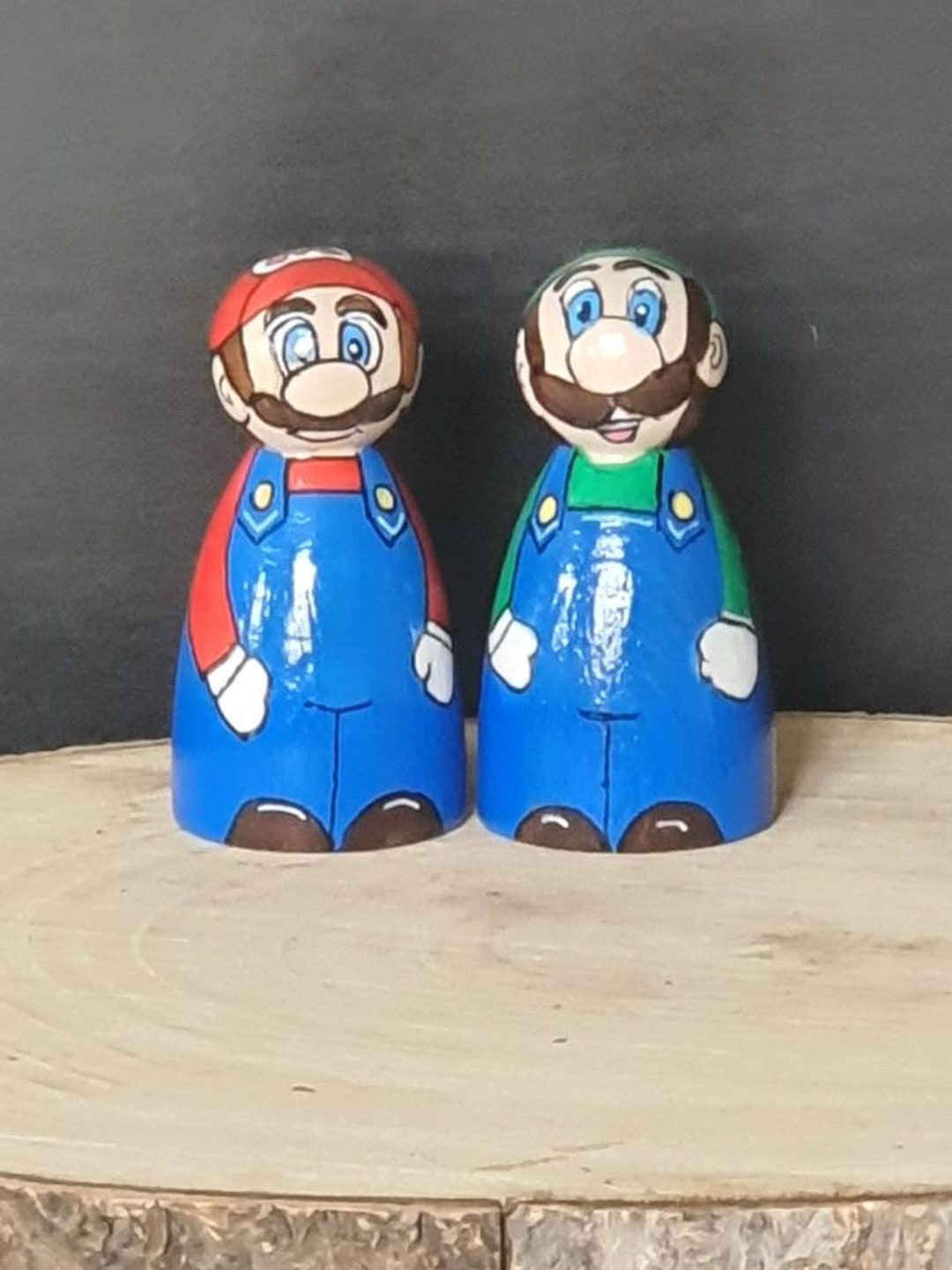 Mario and Luigi Peg Doll Set - Etsy UK