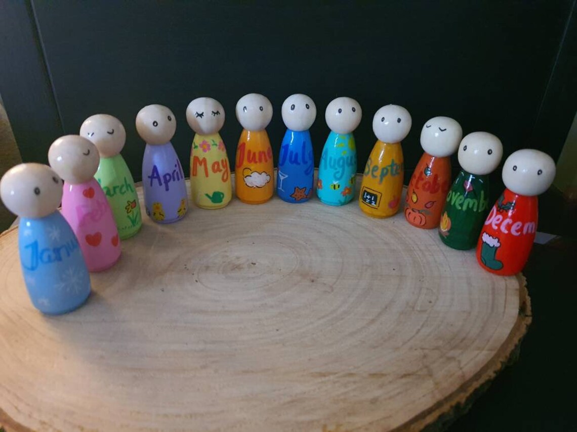 Months of the Year Peg Doll Set - Etsy