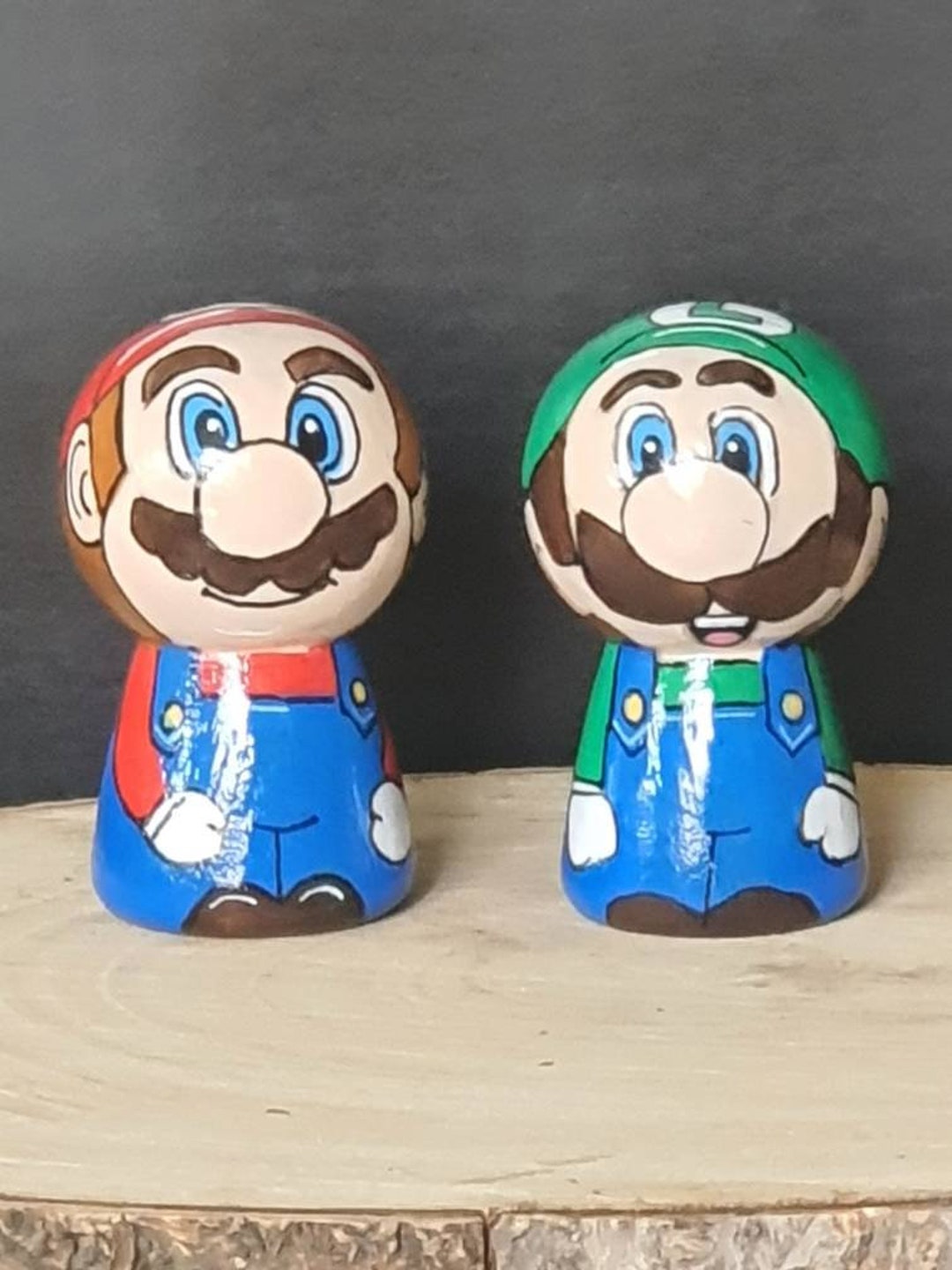 Mario and Luigi Peg Doll Set - Etsy