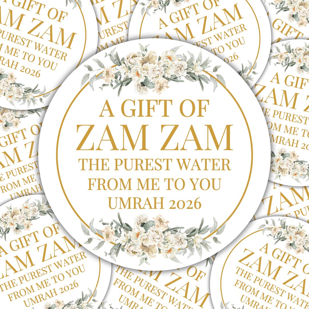 Zam Zam Labels Stickers Water Bottle Gift Wrap Personalised Custom ...