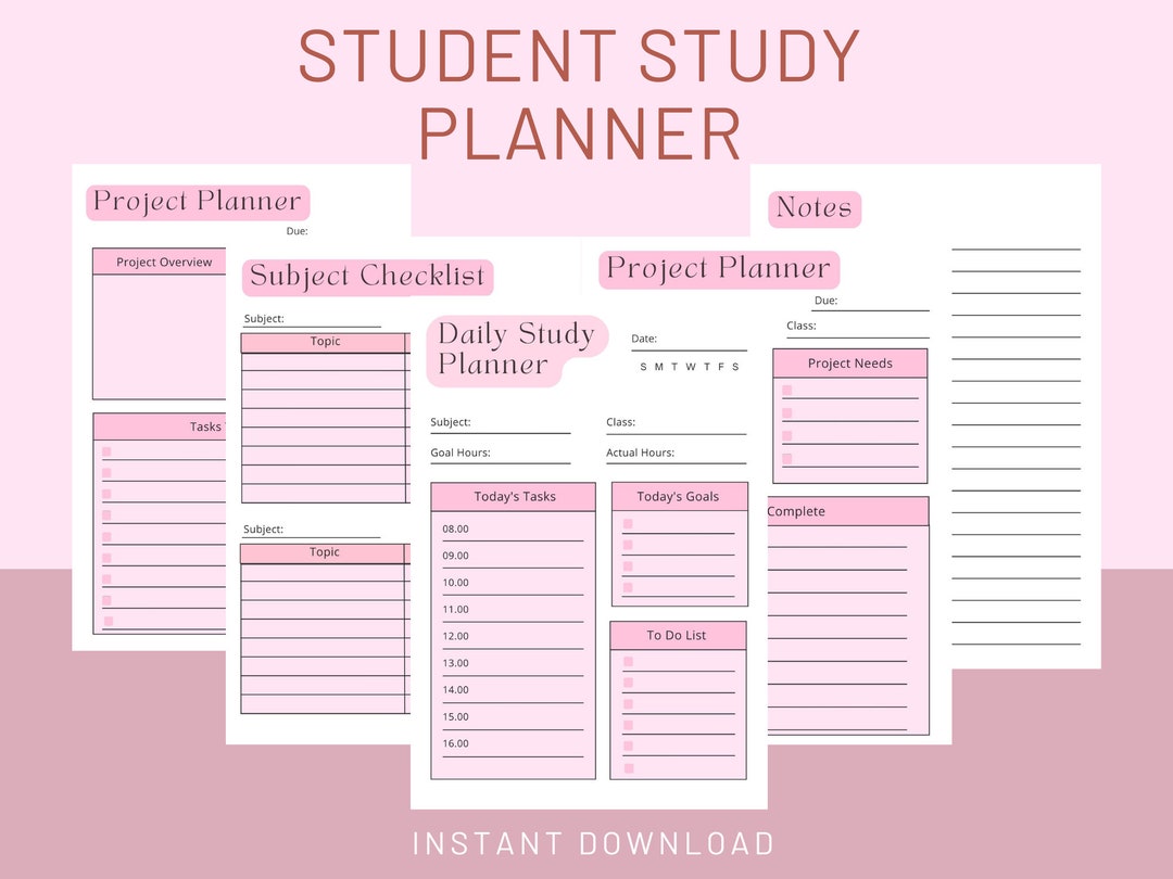 Student Planner Printable, Student Planner Digital, Project Planner ...