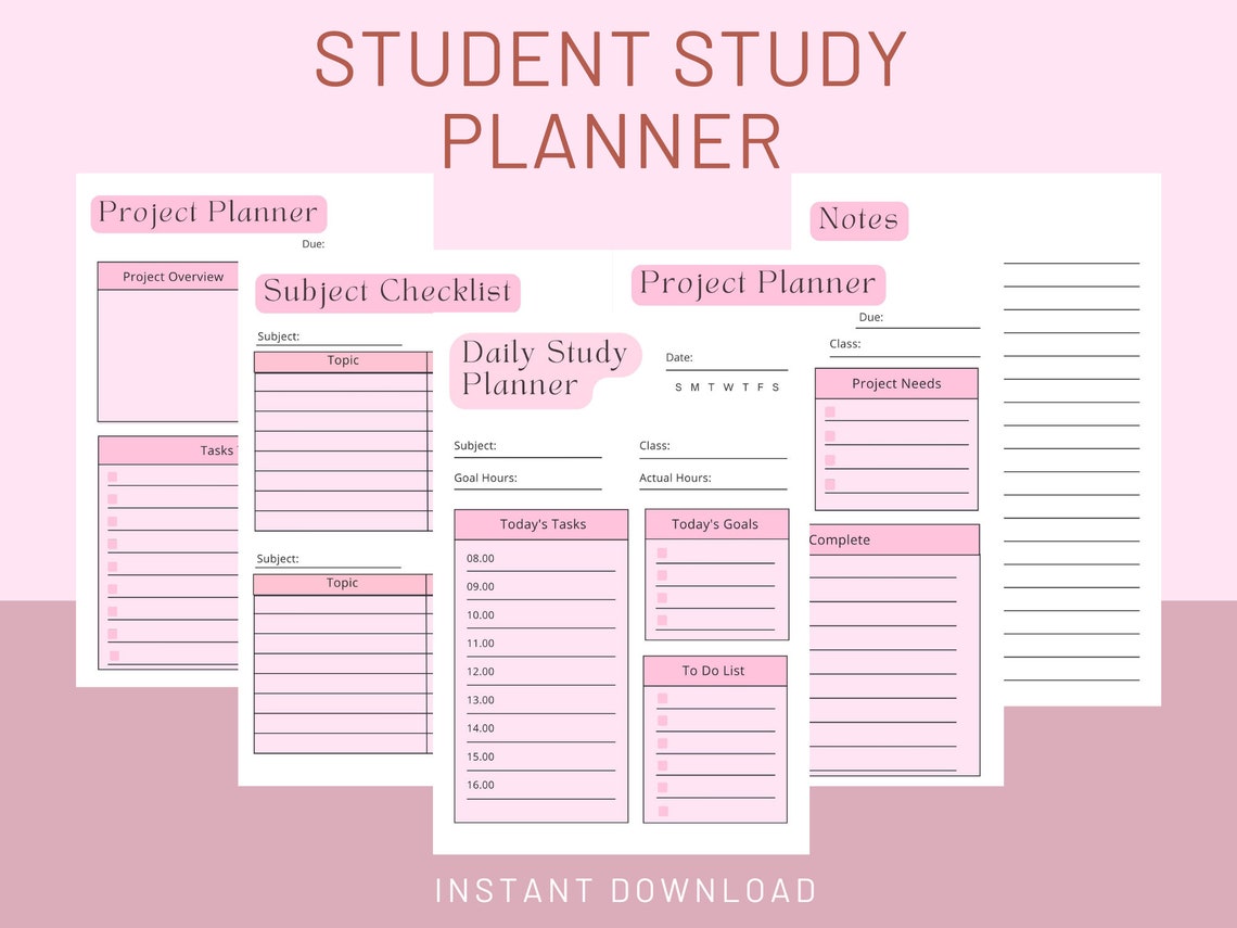 Student Planner Printable, Student Planner Digital, Project Planner ...