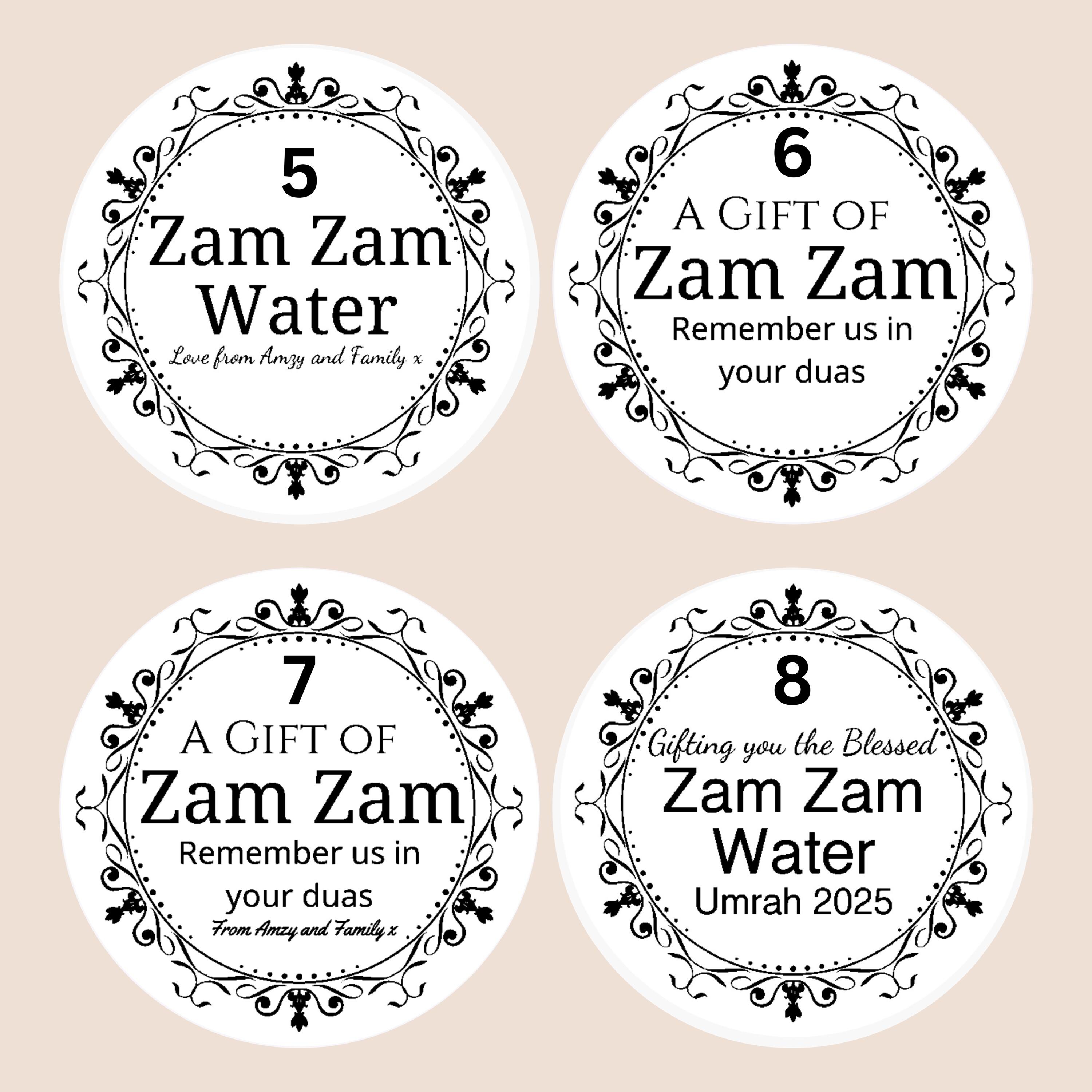 Zam Zam Labels Stickers Water Bottle Gift Wrap Personalised Custom ...
