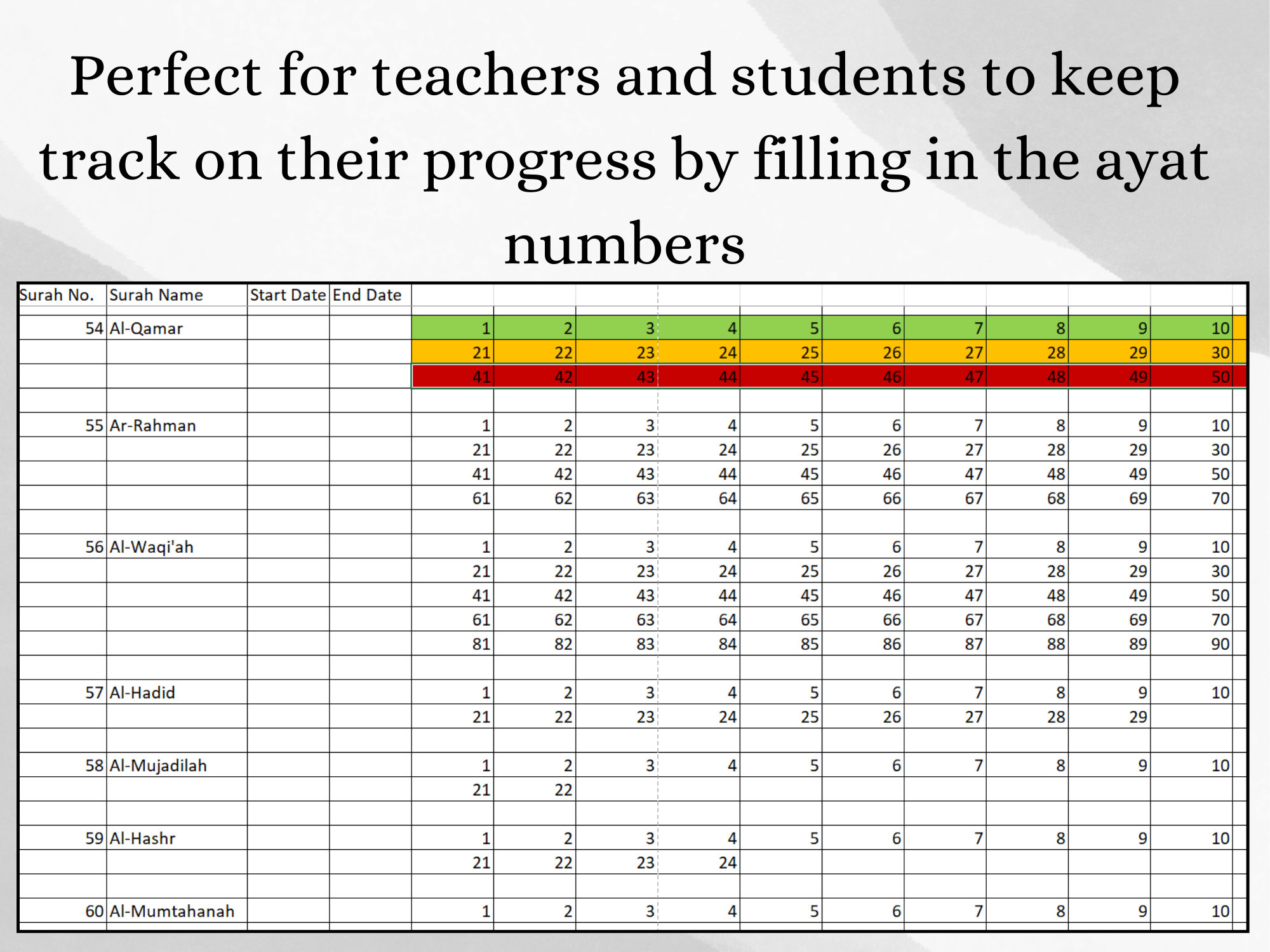 Surah Checklist Quran Progress Tracker Islamic Planner Quran Reading ...