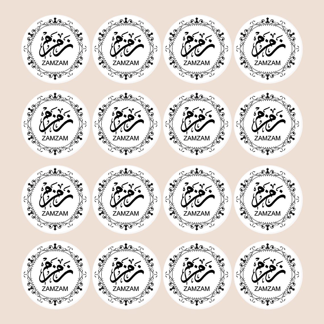 Zam Zam Labels Stickers Water Bottle Gift Wrap Personalised Custom ...