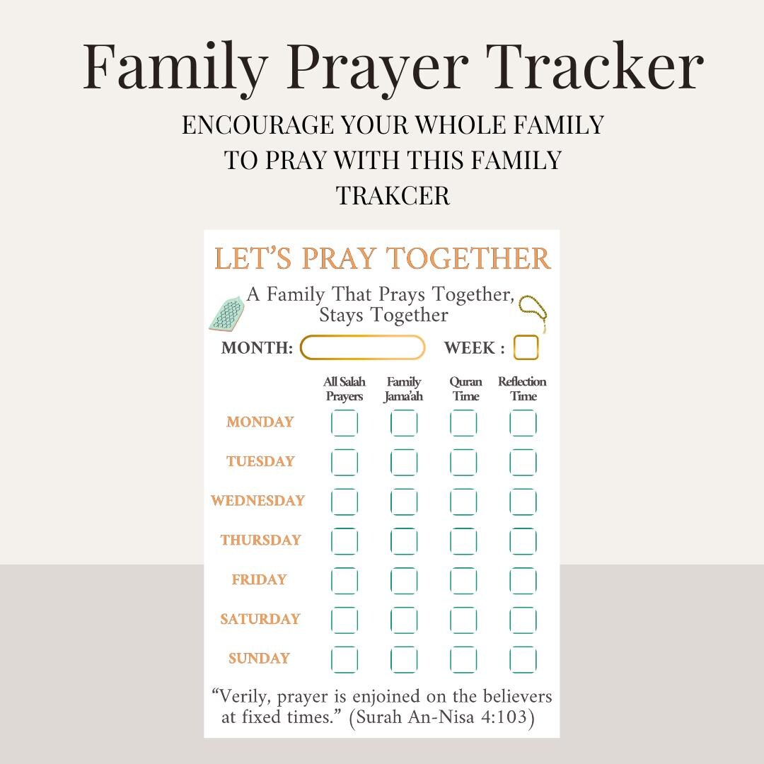 Daily Salah Prayer Tracker Chart Log Planner Dry Erase Islamic Muslim ...