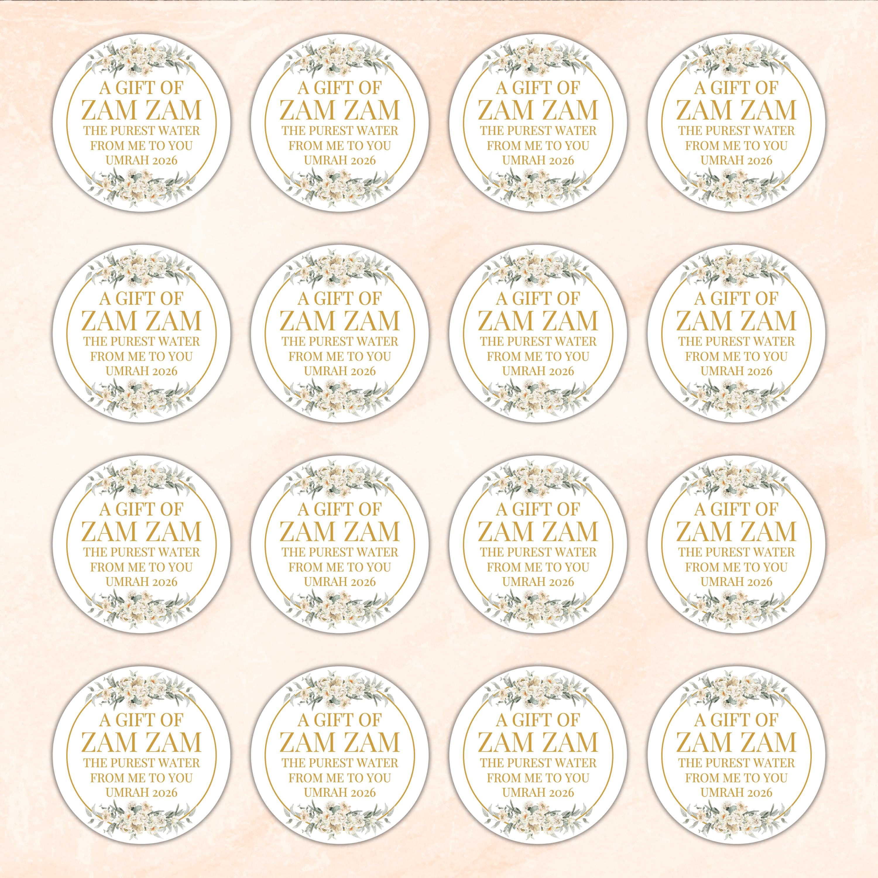 Zam Zam Labels Stickers Water Bottle Gift Wrap Personalised Custom ...