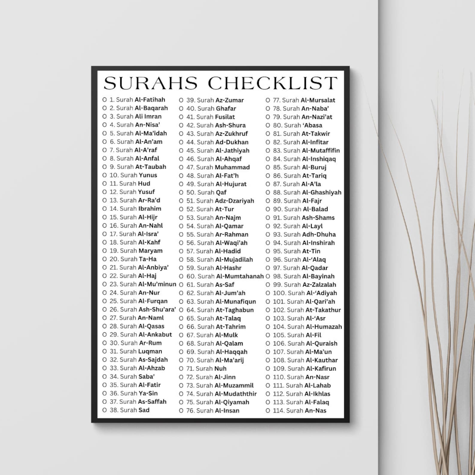 Surah Checklist Quran Progress Tracker Islamic Planner Quran Reading ...