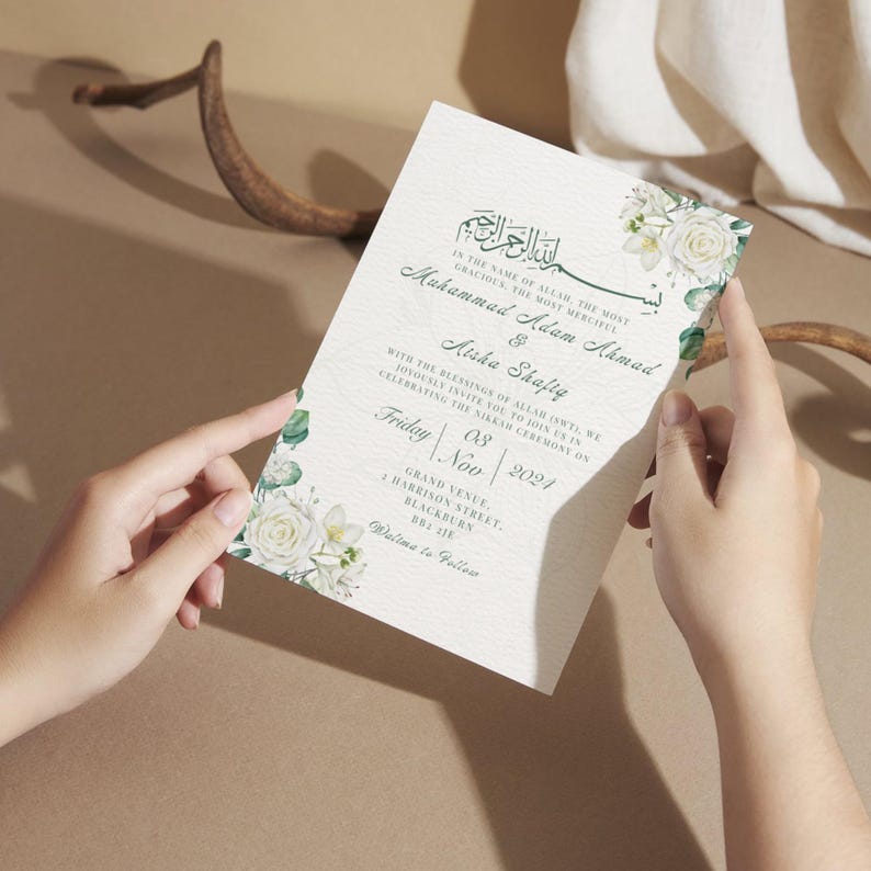 Wedding Invitation Animated Electronic Digital & Printable Card Invite Nikkah Ceremony Muslim ...
