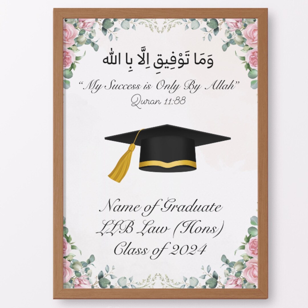 Printable Graduation Frame Template Personalised Digital Islamic Muslim ...