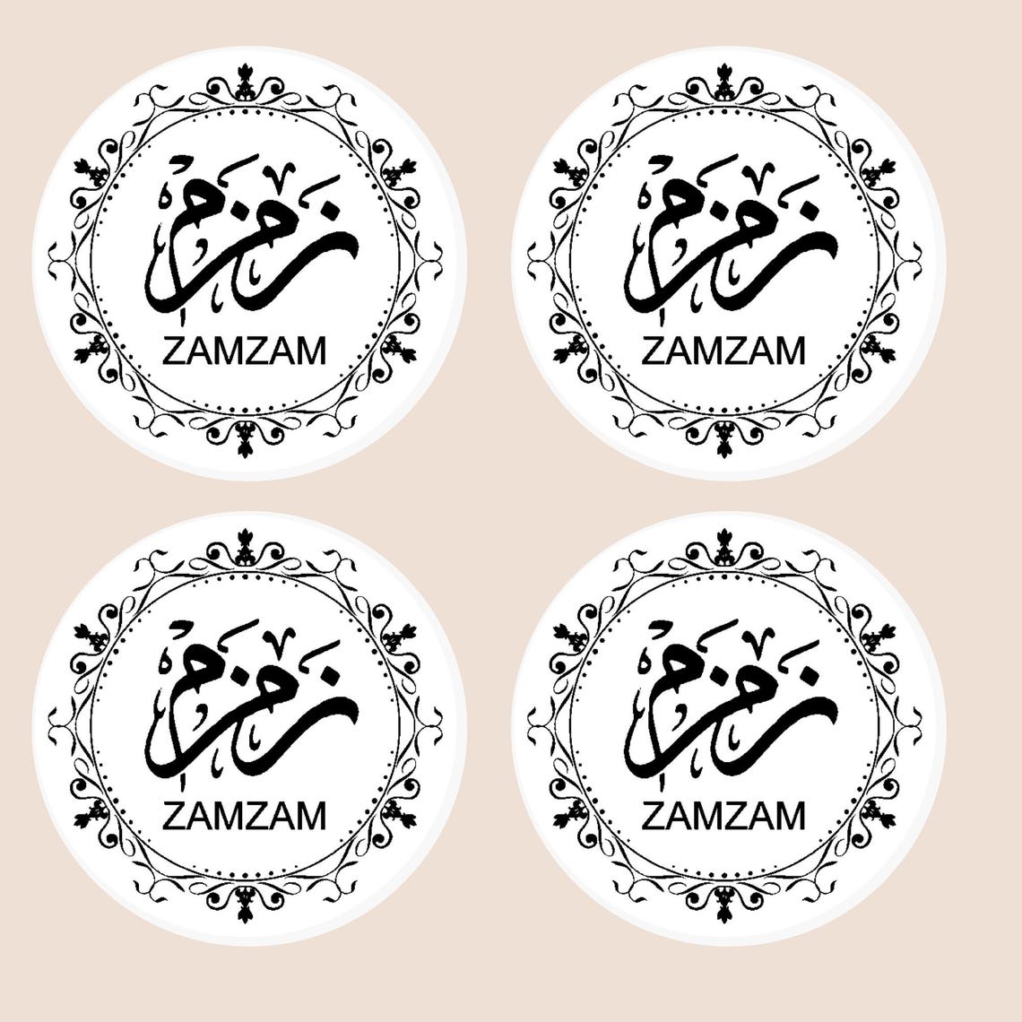 Zam Zam Labels Stickers Water Bottle Gift Wrap Personalised Custom ...