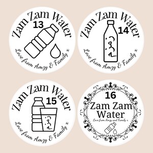 Zam Zam Labels Stickers Water Bottle Gift Wrap Personalised Custom ...