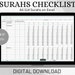 Surah Checklist Quran Progress Tracker Islamic Planner Quran Reading ...