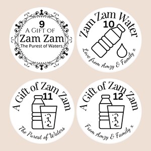 Zam Zam Labels Stickers Water Bottle Gift Wrap Personalised Custom ...