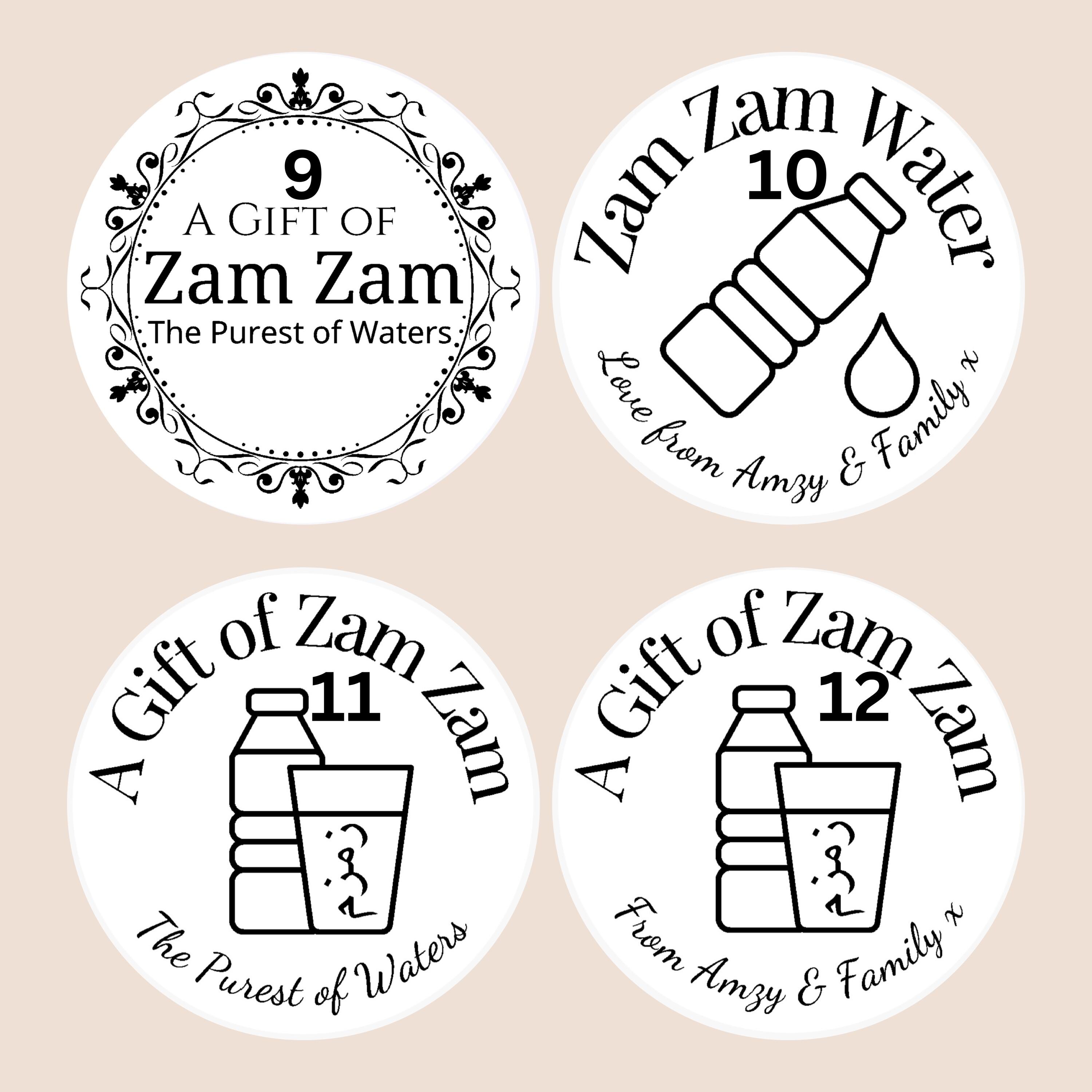 Zam Zam Labels Stickers Water Bottle Gift Wrap Personalised Custom ...
