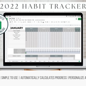 2022 Habit Goal Tracker GOOGLE SHEETS Spreadsheet, Goal Setting ...