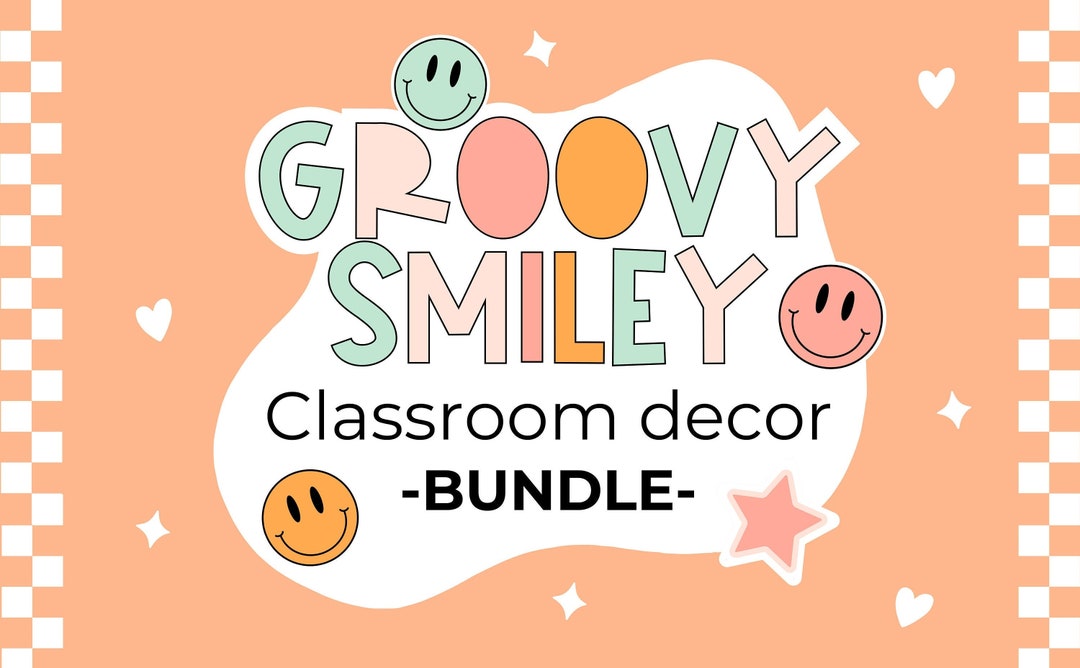 EDITABLE Groovy Smiley Classroom Decor Bundle - PERSONAL USE - Etsy