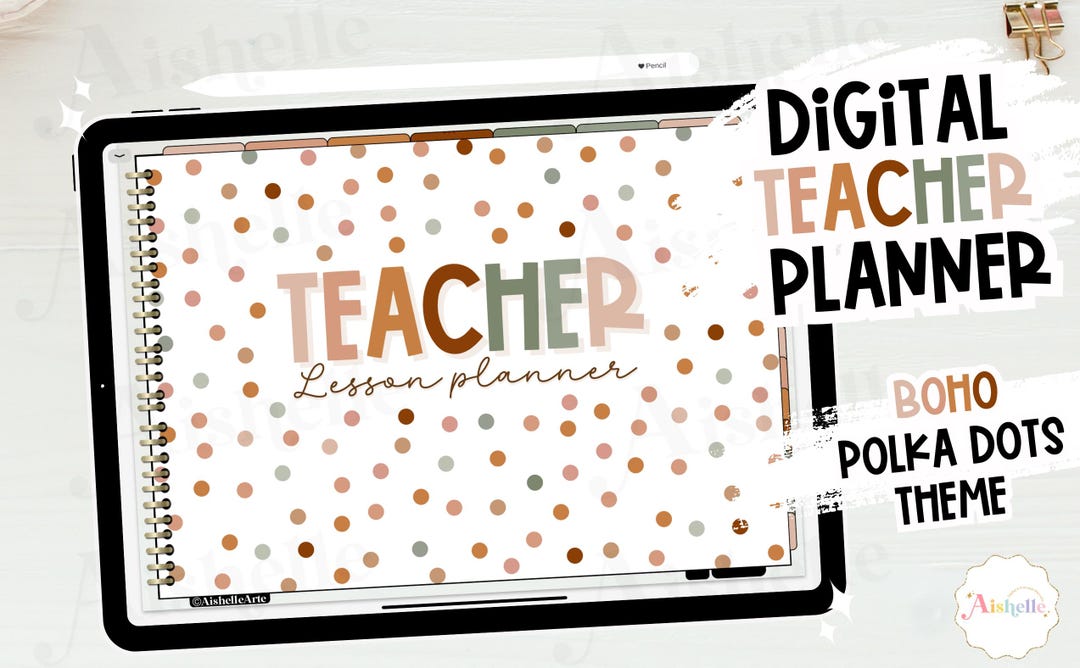Digital Teacher Planner 2025-2026 | Teacher Goodnotes | Boho Polka Dots ...