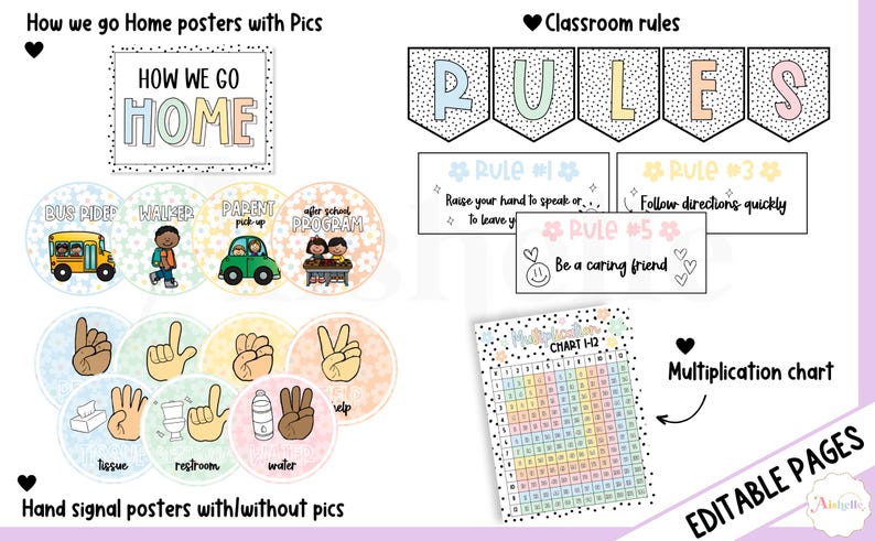 EDITABLE Pastel Classroom Decor Bundle - Bloom in Pastel | PERSONAL USE ...
