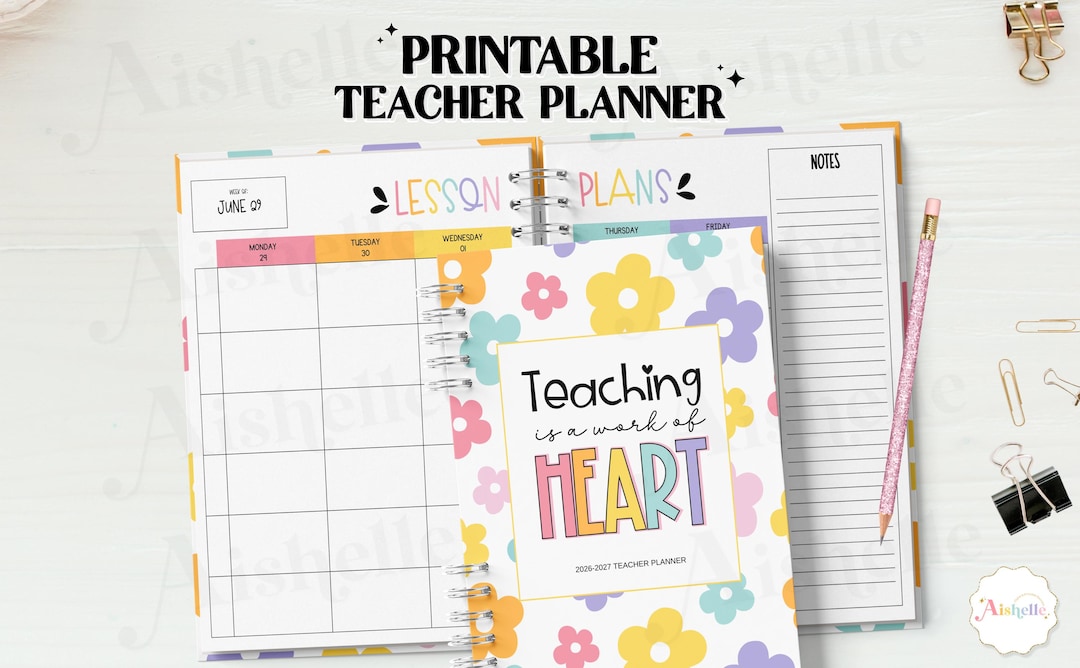2026-2027 Printable Teacher Planner | Teacher Binder | Pastel Floral ...