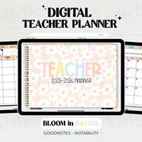 Digital Teacher Planner 2025-2026: Pastel Flowers Theme (personal Use ...
