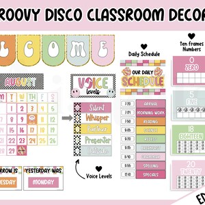 Editable Retro Groovy Disco Classroom Decor Bundle | PERSONAL USE - Etsy