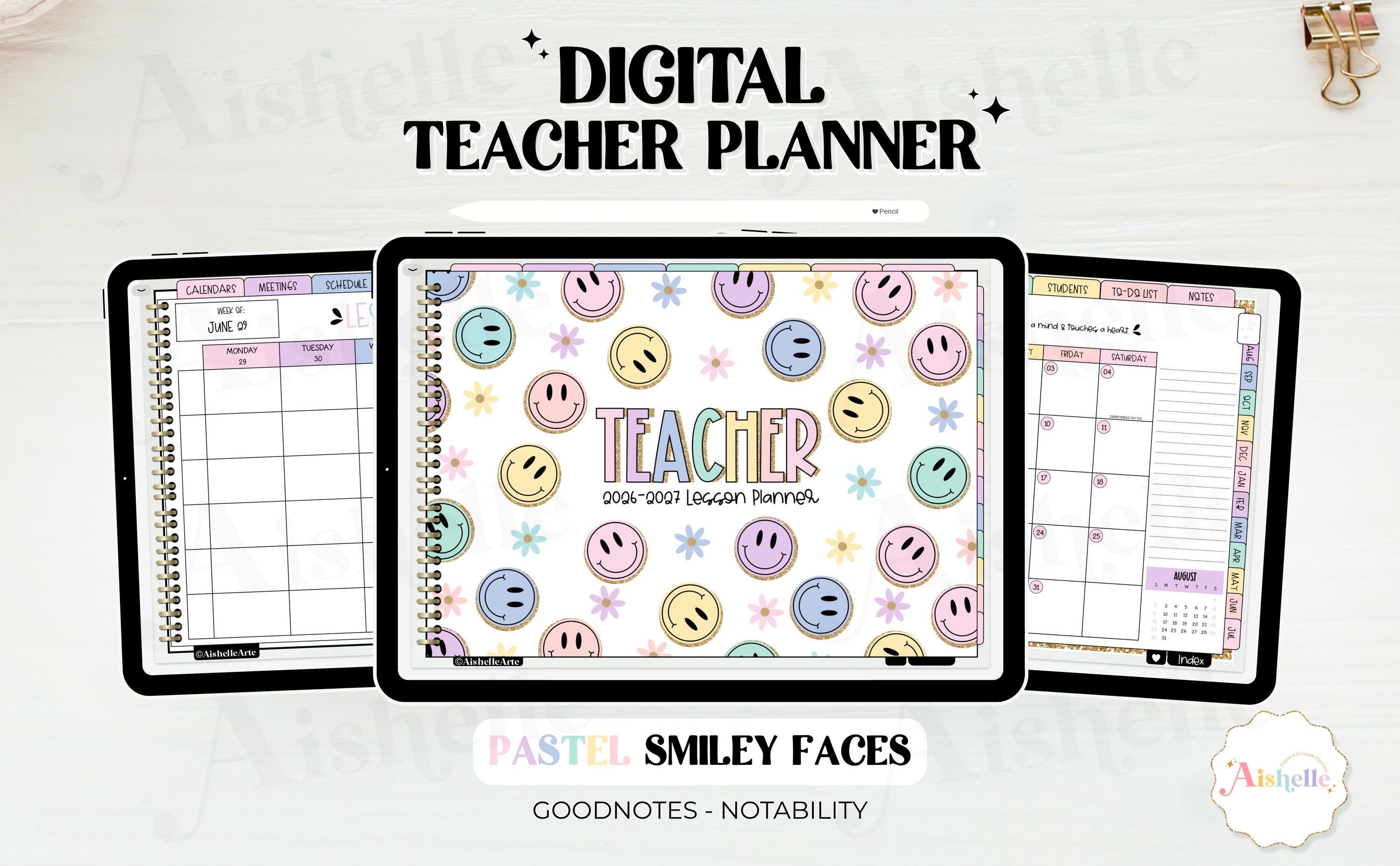 Pastel Smiley Digital Teacher Planner 2026-2027 for Goodnotes ...