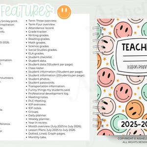 Printable Teacher Planner 2025-2026 | Teacher Binder | Groovy Smiley ...