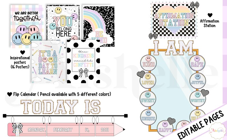 Editable Pastel Smiley Composition Notebook Classroom Decor Bundle ...