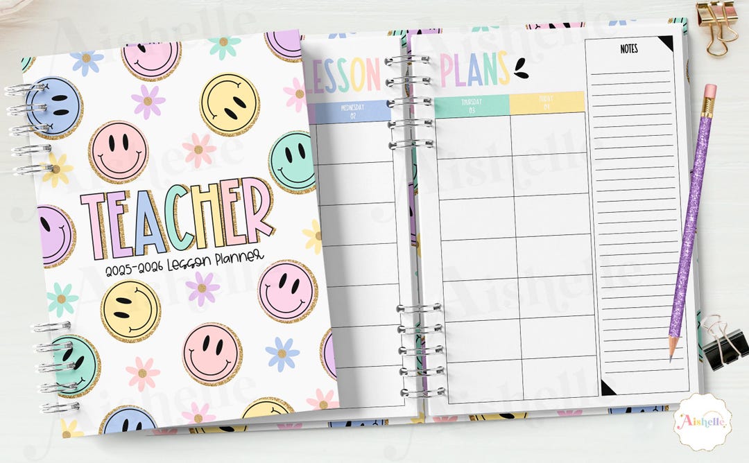 2025-2026 Teacher Planner Printable | Teacher Binder | Pastel Smiley ...