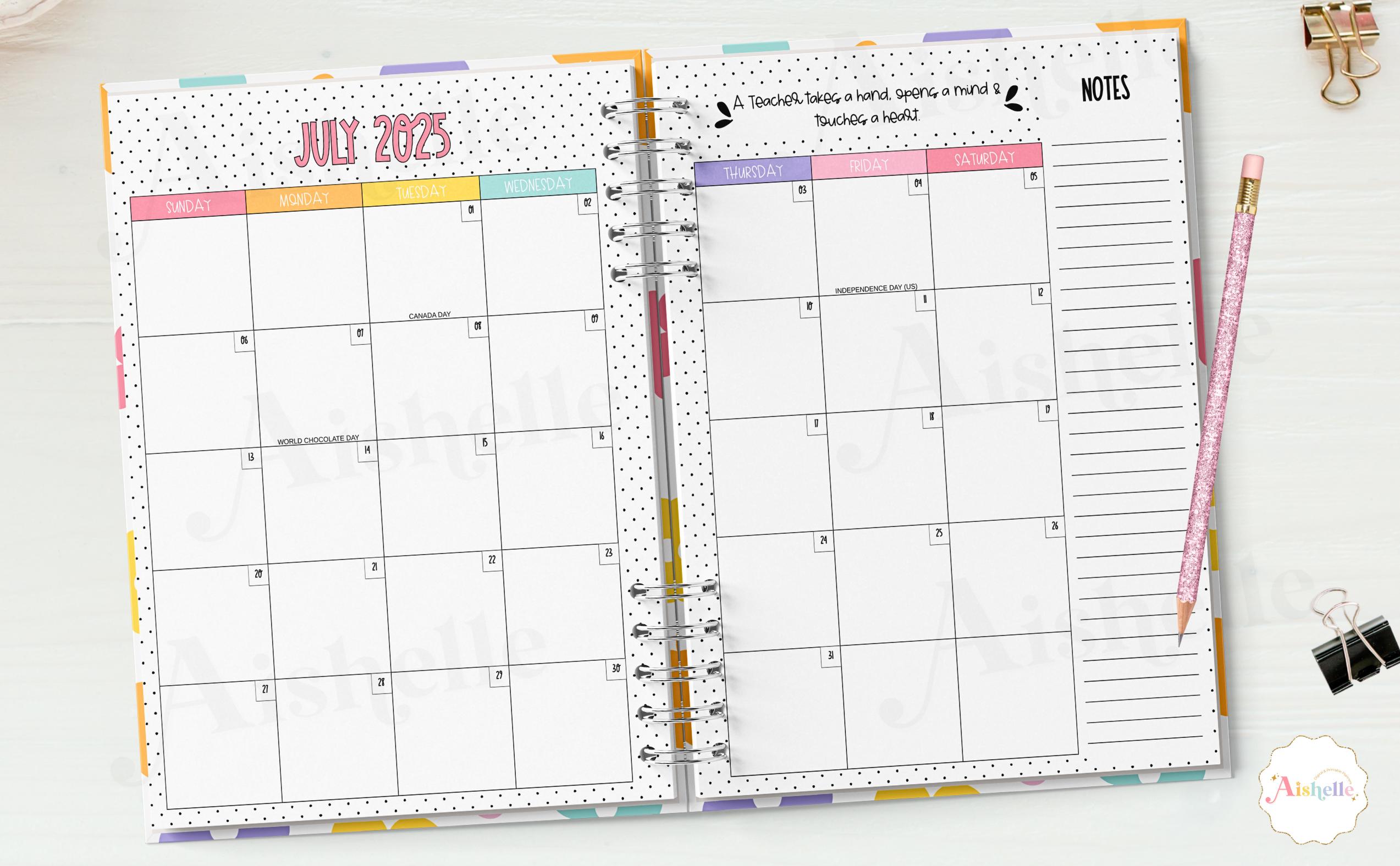 2025-2026 Printable Teacher Planner | Teacher Binder | Bright Floral ...