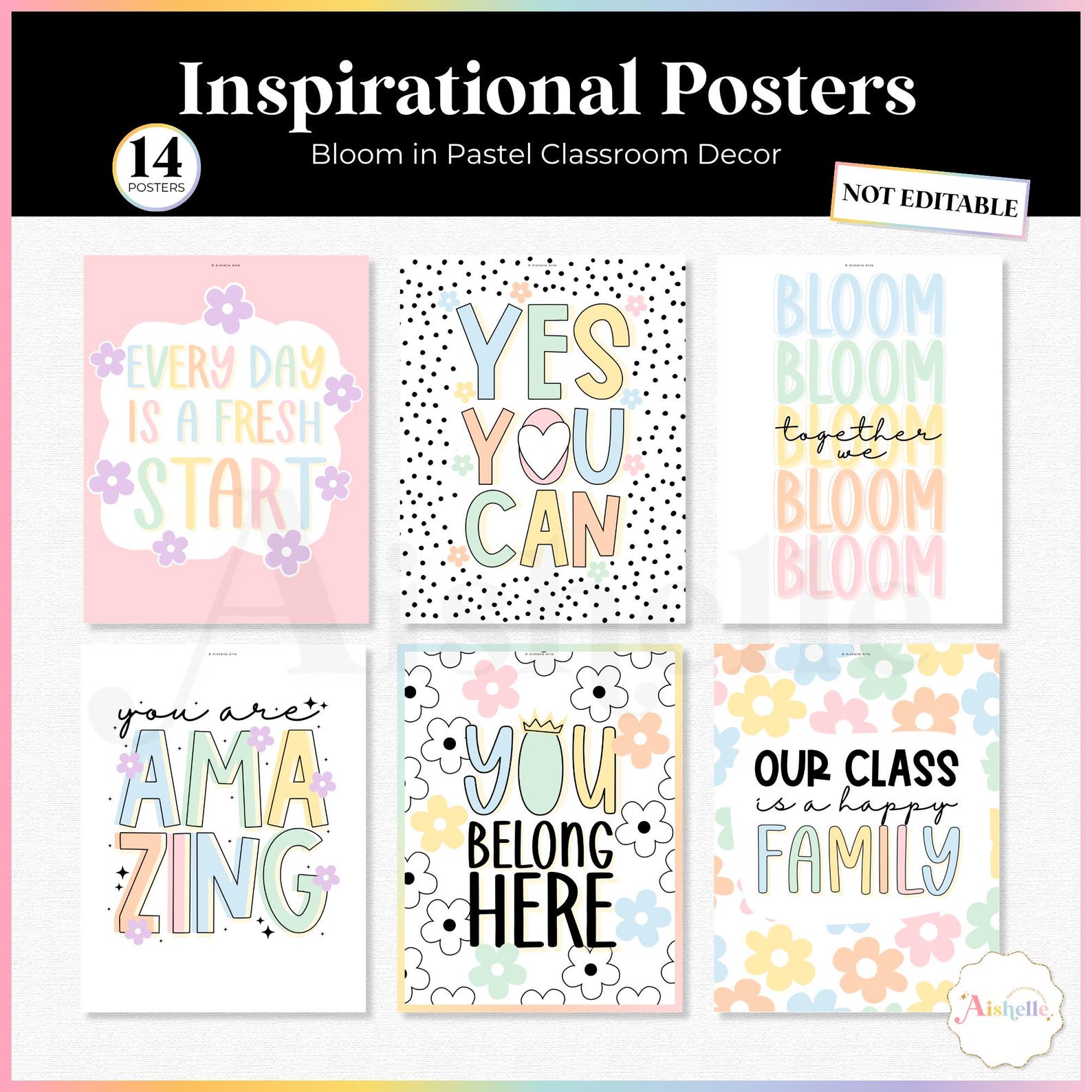 Classroom Inspirational Posters | Bloom in Pastel Classroom Decor ...