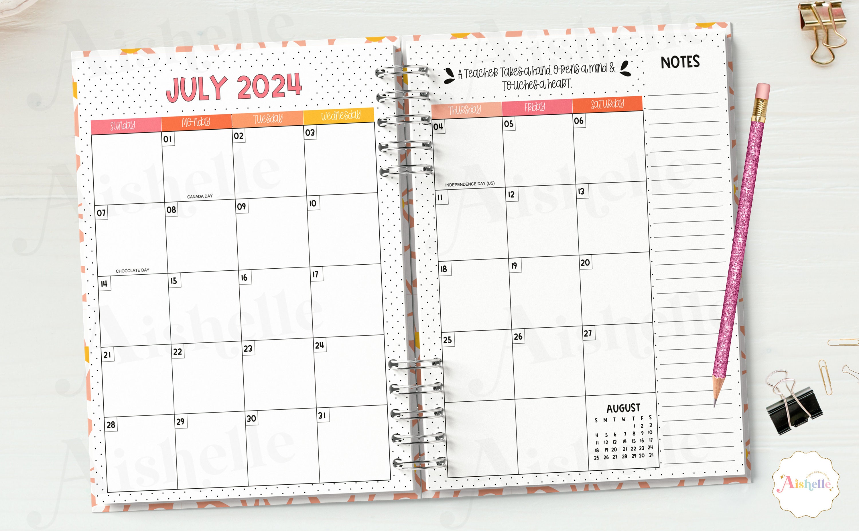 Printable Teacher Planner 2024-2025 Teacher Binder Light Daisy Planner ...