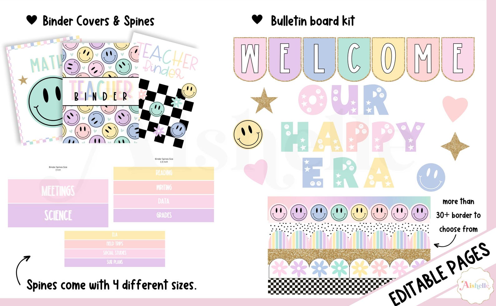 EDITABLE Pastel Smiley Classroom Decor Bundle - PERSONAL USE - Etsy