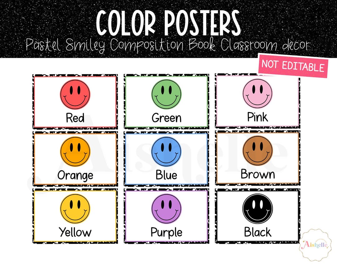 Classroom Color Posters | Pastel Composition Notebook Classroom Decor ...