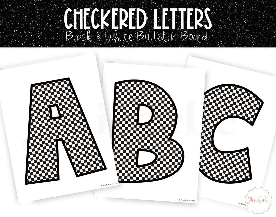 Black & White Checkered Bulletin Board Letters A-Z | Classroom Decor ...