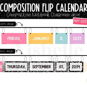 Pencil Flip Calendar Display | Composition Book Classroom Decor ...