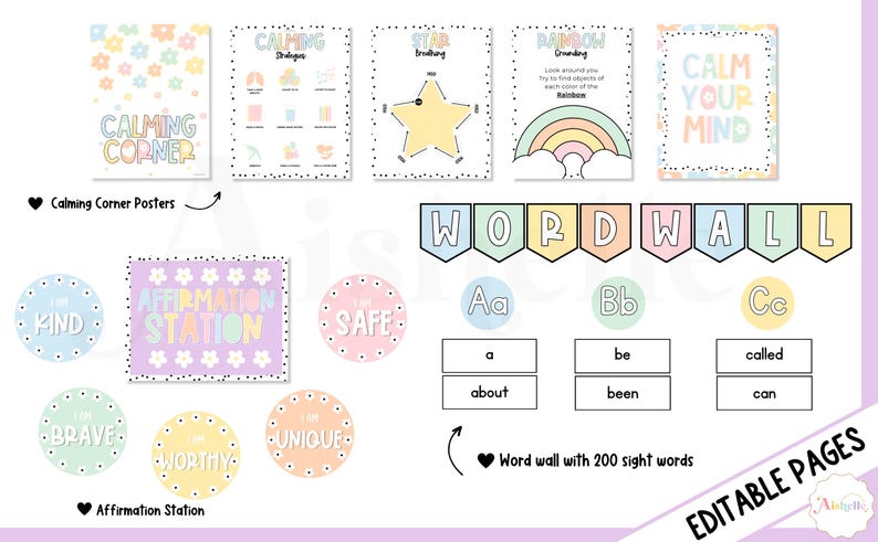 EDITABLE Pastel Classroom Decor Bundle - Bloom in Pastel | PERSONAL USE ...