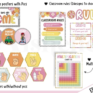 Editable Retro Groovy Disco Classroom Decor Bundle | PERSONAL USE - Etsy
