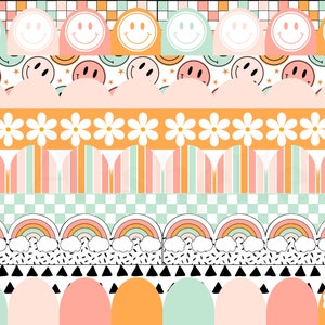 Groovy Bulletin Board Borders | Groovy Happy Faces Classroom Decor ...