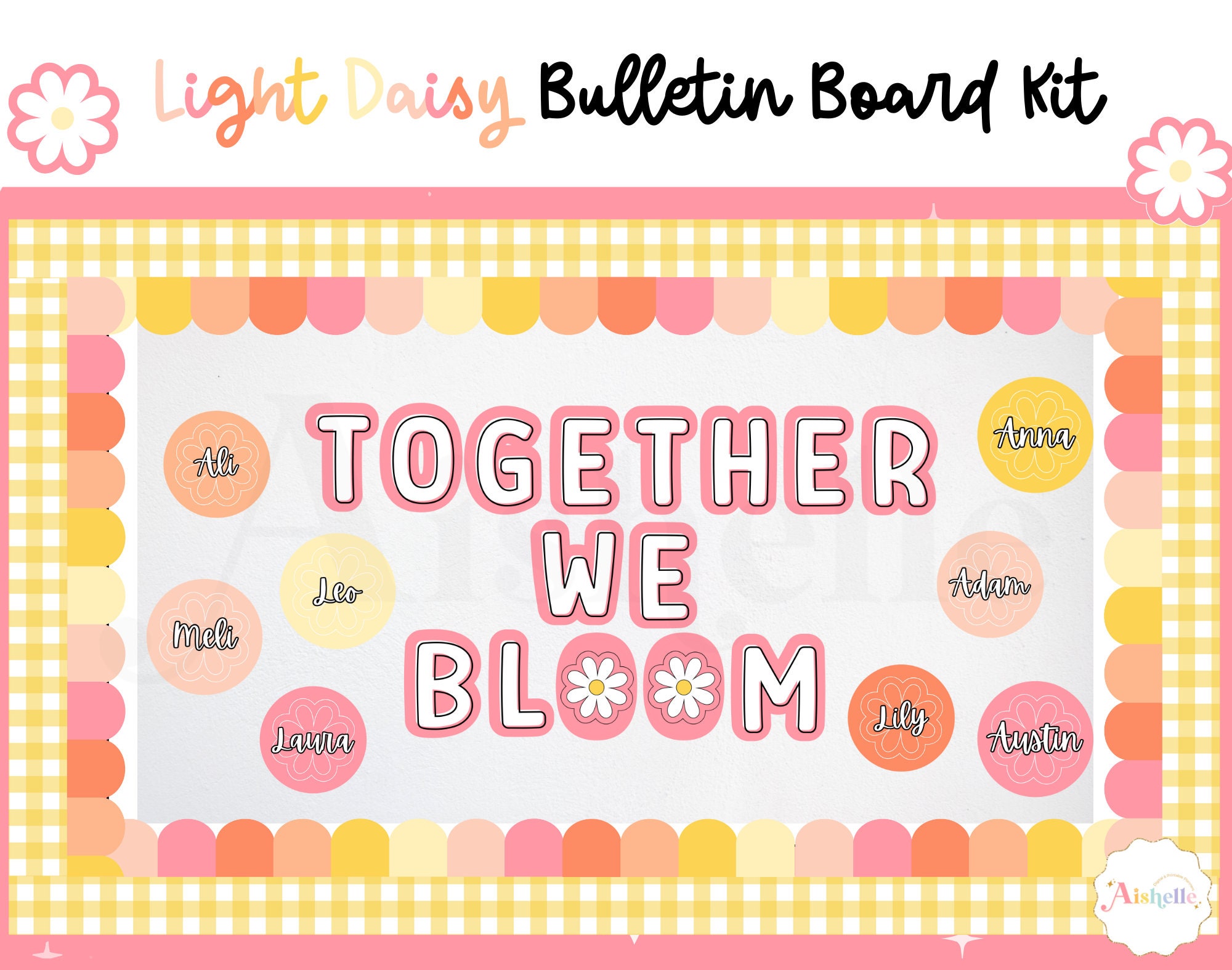 Light Daisy Bulletin Board Kit Back to School Bulletin Board Floral ...