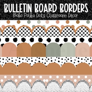Boho Bulletin Board Borders | Boho Polka Dots Classroom Decor ...