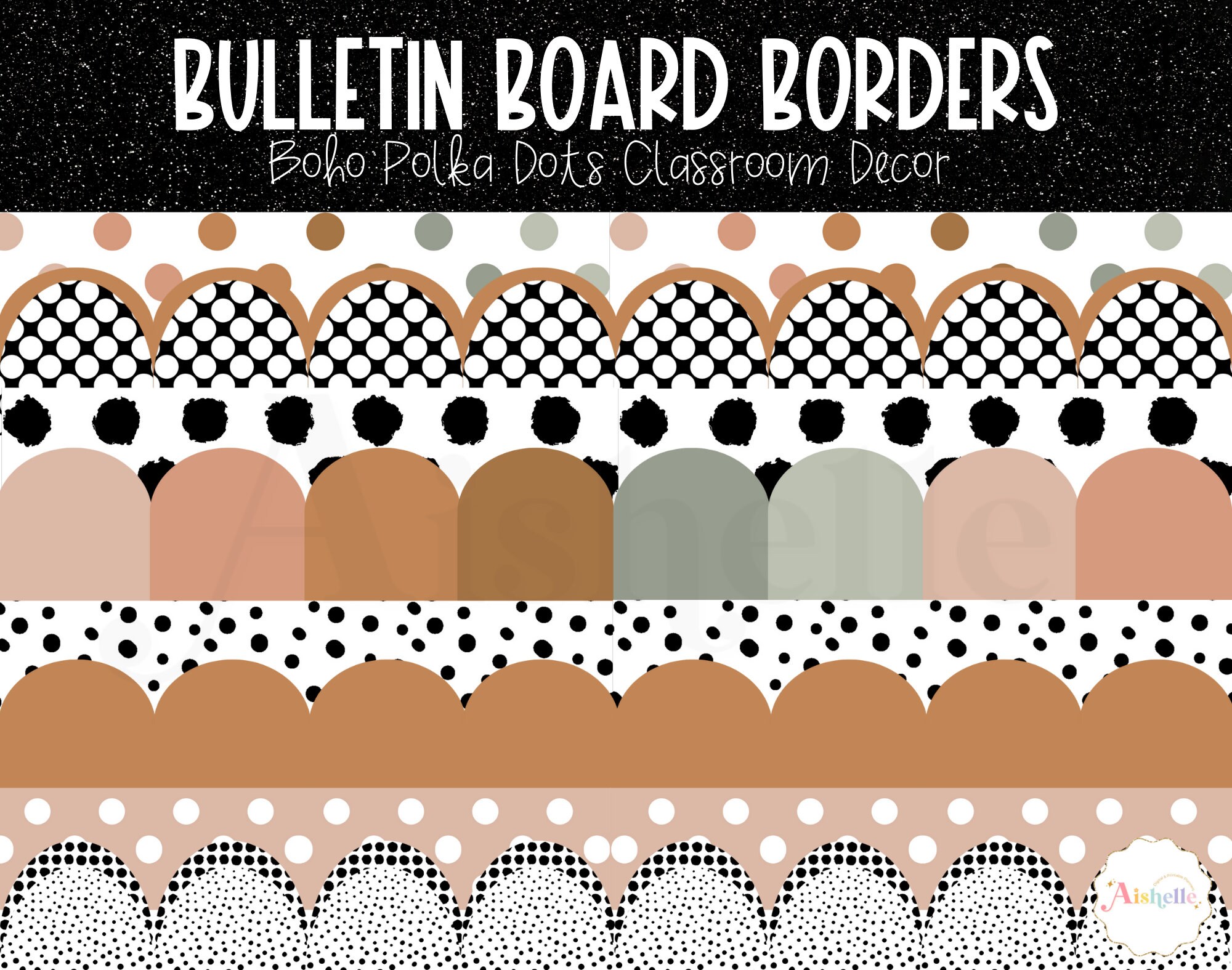 Boho Bulletin Board Borders | Boho Polka Dots Classroom Decor ...
