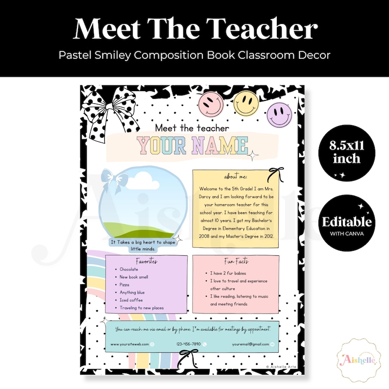 Pastel Composition Meet the Teacher Template | Pastel Composition ...