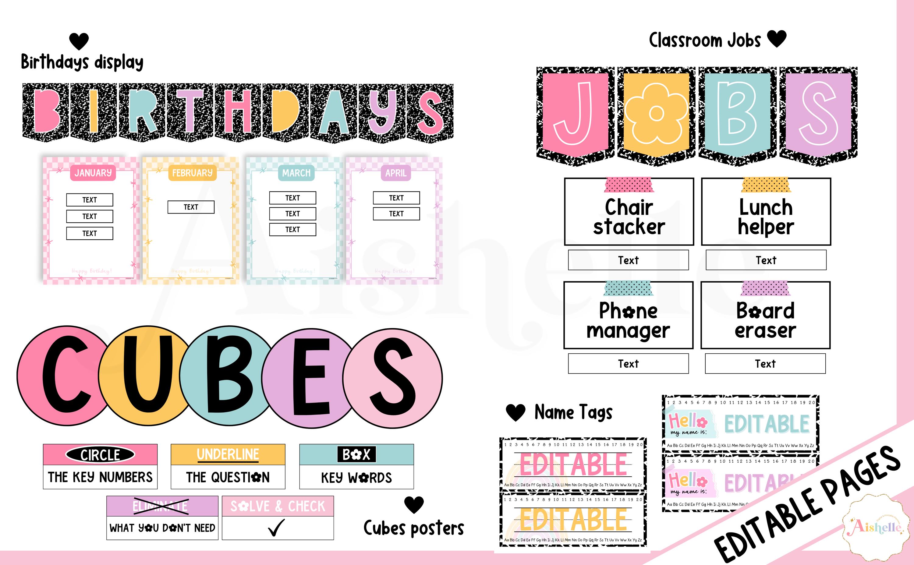 EDITABLE Composition Book Classroom Decor Bundle - PERSONAL USE - Etsy ...