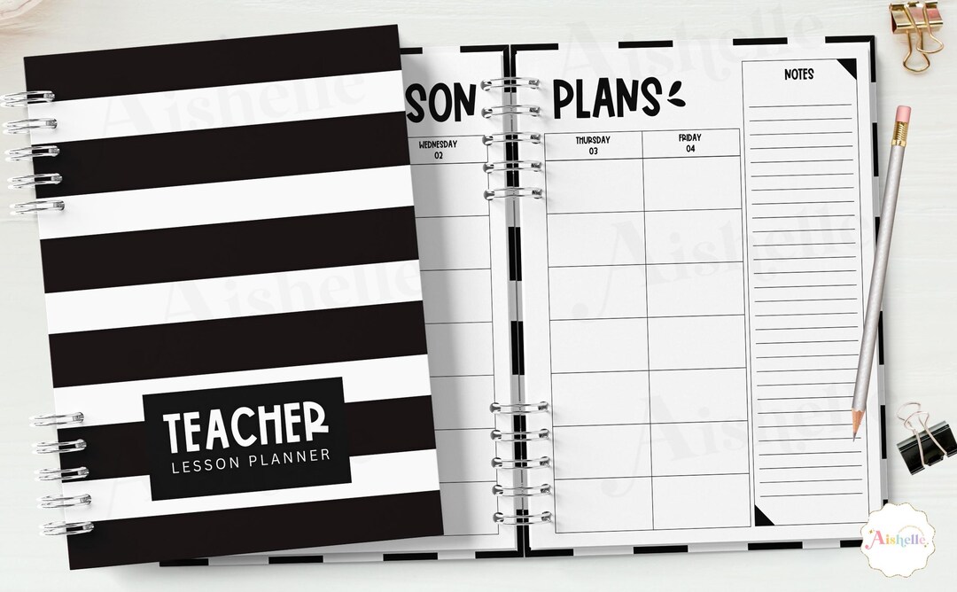Printable Teacher Planner 2025-2026 | Teacher Binder | Black & White ...