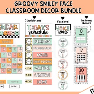 EDITABLE Groovy Smiley Classroom Decor Bundle - PERSONAL USE - Etsy