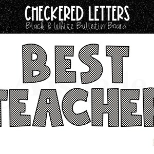 Black & White Checkered Bulletin Board Letters A-Z | Classroom Decor ...